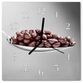 Nástenné skleněné hodiny Kávová lžička 30x30 cm