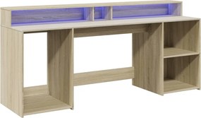 Psací stůl s LED dub sonoma 200 x 55 x 91 cm kompozitní dřevo 3309440