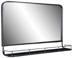 Černé kovové zrcadlo s poličkou - 60*15*40 cm