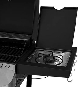 BPS-koupelny Plynový BBQ gril s boční plotýnkou, poličkou a krycí plachtou - , 2+1 hořák