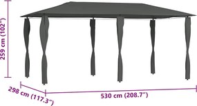 Altán s krytými sloupky 2,98 x 5,3 x 2,59m antracitový 160 g/m² 313619
