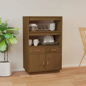 Skříň highboard medově hnědá 67x40x108,5 cm masivní borovice