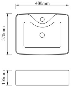 vidaXL Keramické umyvadlo s otvorem na baterii bílé čtvercové