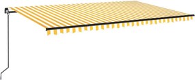 Ručně zatahovací markýza 500 x 300 cm žlutobílá 3069138