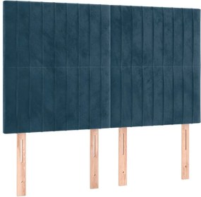 Box spring postel s matrací a LED tmavě modrá 140x190 cm samet 3136243