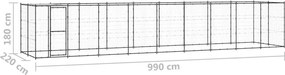 vidaXL Venkovní psí kotec se střechou pozinkovaná ocel 21,78 m² [3082296] Barva: Stříbrná