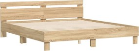 Rám postele s čelem a LED osvětlením dub sonoma 200 x 200 cm 3207520