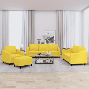 4dílná sedací souprava s poduškami světle žlutá textil 3201783
