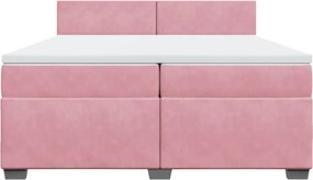 Box spring postel s matrací růžová 200x200 cm samet 3288701