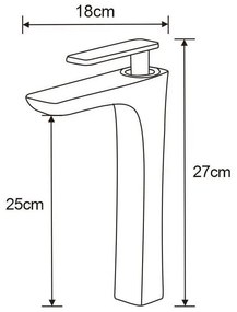 Mexen Indus, vysoká umyvadlová baterie, černá, 744610-70