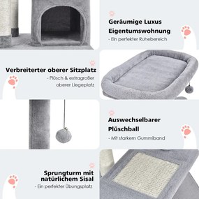 Costway 4-Tier škrabadlo se sisalovými sloupky Plyšová platforma na vrcholu