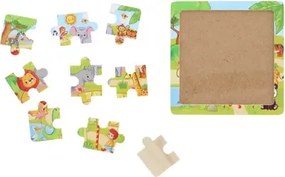 GRAFIX Dřevěné puzzle Zoo / 9 dílků / 12,5x12,5 cm