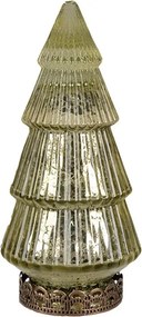 Zelený skleněný dekorační svítící stromek LED Tree - Ø 8*16 cm