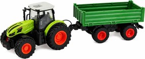LEAN Toys Zemědělský traktor s vyklápěcím přívěsem, dálkově ovládaný RC, zelený, měřítko 1:24