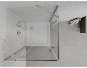 Mexen Roma Duo, sprchový kout s 2-křídlými dveřmi 100 (dveře) x 100 (dveře) cm, 6mm čiré sklo, chromový profil + slim sprchová vanička 5cm bílá, 854-100-100-01-02-4010