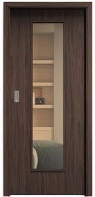 SAPELI ELEGANT KOMFORT M55 - CPL LAMINÁT - POSUVNÉ DVEŘE VČ. ZÁRUBNĚ - Ořech Průchozí šířka (cm): 100, Průchozí výška (cm): 197, Typ skla: Planibel bronz