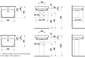 LAUFEN H8109620001041 - Umyvadlo na desku/závěsné PRO 55x46,5 cm keramika/bílá