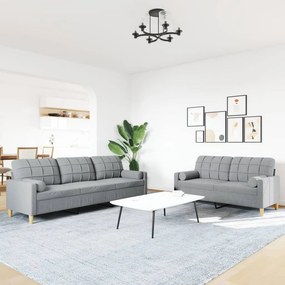 2dílná sedací souprava s polštáři světle šedá textil 3278335