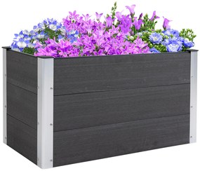 Vyvýšený záhon Outsunny Truhlík na květináče odolný proti povětrnostním vlivům, z WPC + hliníku, bez podstavce, šedý, 100x50x50cm| Aosom