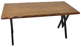 Dřevěný stůl s kovovými nohami a přirozenou hranou Woco, 200x100