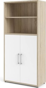 Skříň Modulo 89 x 40 x 186 cm, dveře dřevo, dub sonoma / bílá