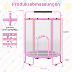 Costway Trampolína pro děti 154 cm 6 v 1 Dětská trampolína s – růžový