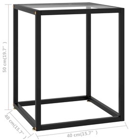Konferenční stolek černý s tvrzeným sklem 40 x 40 x 50 cm - Default Title
