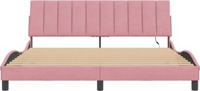Rám postele s LED osvětlením bez matrace Hanko růžový 180 x 200 cm samet 3213798
