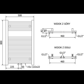 Mexen Pluton koupelnový radiátor 800 x 500 mm, 405 W, Bílá - W106-0800-500-00-20