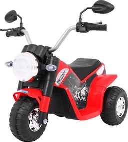 Ramiz Dětská bateriová motorka MiniBike červená + zvuky + LED světla + ekokůže
