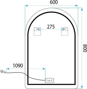 Rea Zrcadlo 80x60 cm s vyhříváním a regulovatelným LED osvětlením HOM-01518 kartáčovaná zlatá