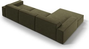 Khaki sametová modulární rohová pohovka (levý roh/s lenoškou) Jodie – Micadoni