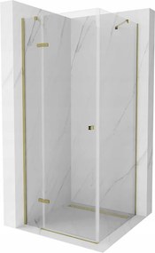 Mexen Roma, sprchový kout 100(dveře) x 100(stěna) cm, 6mm čiré sklo, zlatý profil, 854-100-100-50-00