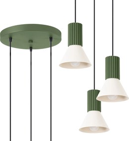 Sollux Lighting Závěsná lampa ESTRIA 3P béžová/olivově zelená