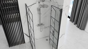 Rea Molier Black, sprchový kout se skládacími dveřmi 90(dveře) x 80(stěna), 6mm čiré sklo, černý profil, KPL-K0538
