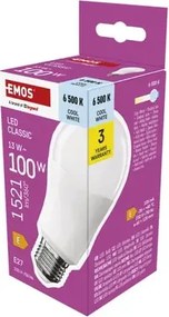 EMOS Classic A60 13W studená bílá / LED žárovka / 100W E27 / 1521 lm /
