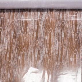Kristal ubrus PVC průhledný 3F1/15, vzor dřeva, š.130cm (metráž)