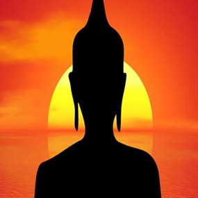 Ozdobný paraván Buddha Meditation Zen Spa - 110x170 cm, třídílný, obustranný paraván 360°