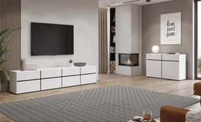 Helvetia Moderní TV stolek Cross 225 cm - bílá / černá