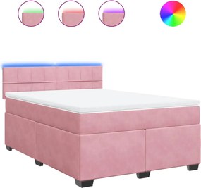 Box spring postel s matrací růžová 140x200 cm samet 3288635