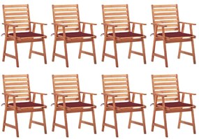 Zahradní jídelní židle 8 ks s poduškami masivní akáciové dřevo,  3078383