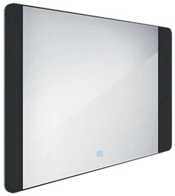 Nimco - Zrcadlo s LED osvětlením, 80x60 cm, dotykový senzor, hliník/černá ZPC 42003V-90