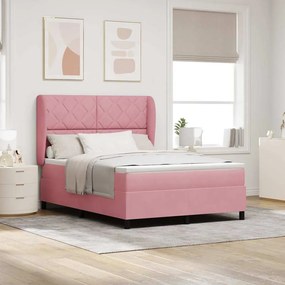 Postel s boxspringem s čelo Růžová 190 x 140 cm samet 3340981