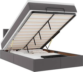 Osmanská postel s matracemi &amp; LED šedá 120x190cm umělá kůže 3312145