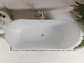 Mexen Celia, volně stojící vana 170 x 75 cm, bílá, broušená ocel přepad, 52331707500-97