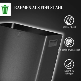2 x 15litrové dvojité odpadkové koše, otevírání pomocí pedálu, snadné čištění, nerezová ocel, plast, černá barva