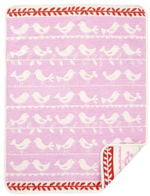 Dětská deka Birds pink (chenille) 70x90, Klippan Švédsko Růžová