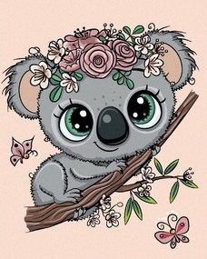 zuty malování podle čísel - roztomilá koala na větvi, 80x100 cm, vypnuté plátno na rám