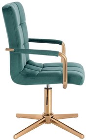 LuxuryForm Židle VERONA GOLD VELUR na zlatém kříži - zelená