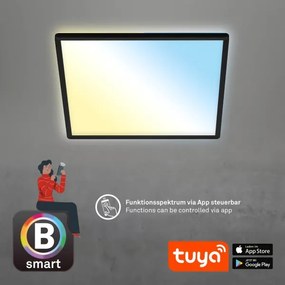 Briloner 7060-015 - LED Stm panel SLIM 22W/230V 42x42 cm černá Wi-Fi Tuya + DO